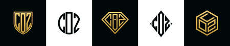 Initial letters COZ logo designs Bundle. This set included Shield ...