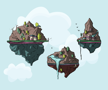 Vector of Set of floating island, 3d - ID:115083740 - Royalty Free ...