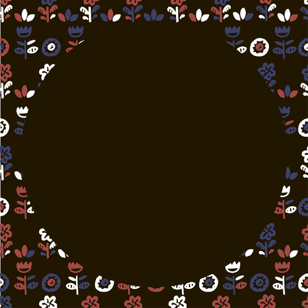 Hand drawn cute vector frame. Simple doodle floral elements ...