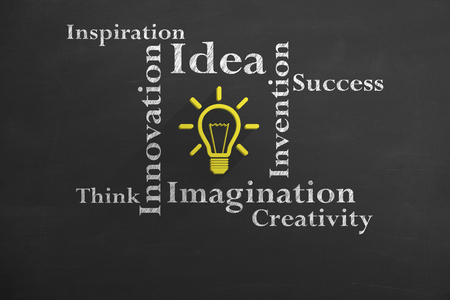 New Idea Solution Concepts on Chalkboard Background - Stock Image ...