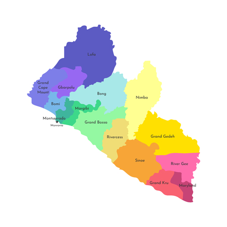 Vector isolated illustration of simplified administrative map Liberia ...