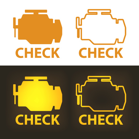 Check Engine Warning Sign on White and Dark Background. Vector Icon. FY310107345921 Qlean Market