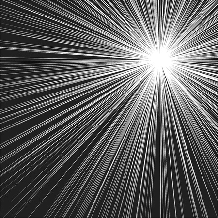 Light rays. Comic book black and white radial lines background ...
