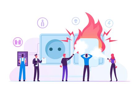 Vector of Electrical Safety. People with - ID:137501395 - Royalty Free ...