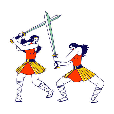 Vector of Amazons Female Characters with - ID:1-153561967 - Royalty ...