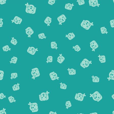 Green Veterinary clinic symbol icon isolated seamless pattern on green ...