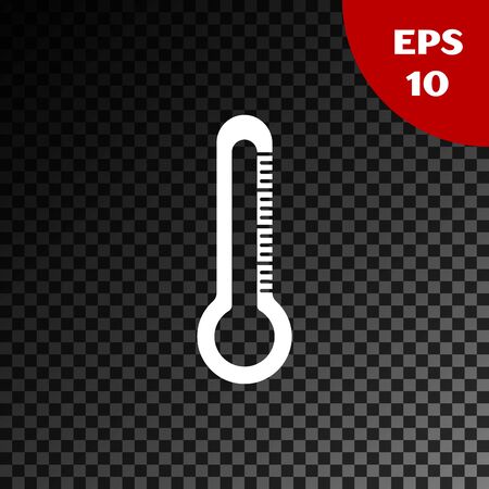 White Thermometer icon isolated on transparent dark background. Vector ...