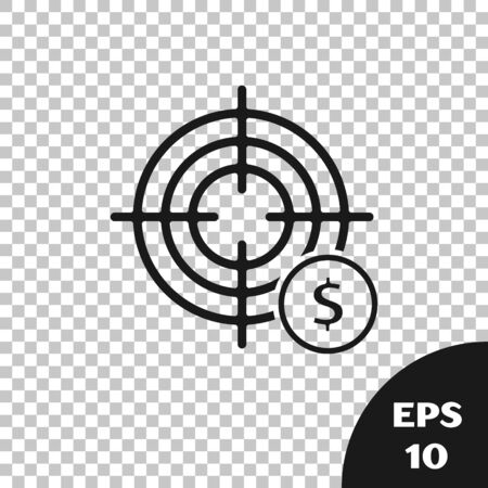 Black Target with dollar symbol icon isolated on transparent background ...