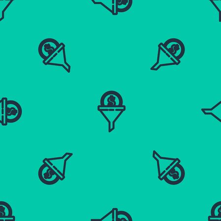 Blue line Lead management icon isolated seamless pattern on green ...