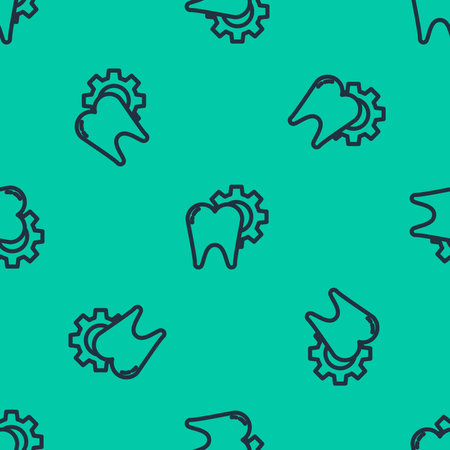 Blue line Tooth treatment procedure icon isolated seamless pattern on ...