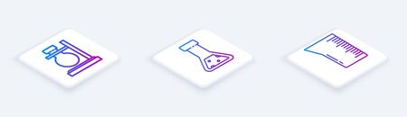 Set Isometric line Test tube flask on stand, Test tube and flask ...