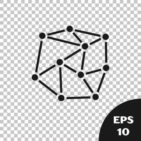 Black Neural network icon isolated on transparent background ...