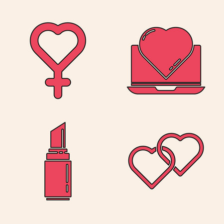 Set Two Linked Hearts, Female gender symbol, Online dating app and chat ...