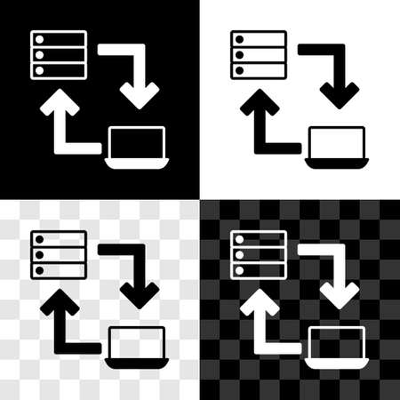 Set Online working icon isolated on black and white, transparent ...