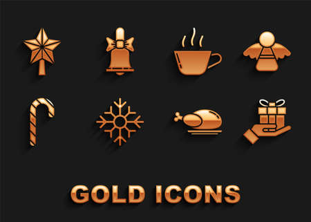 Set Snowflake, Christmas angel, Gift box in hand, Roasted turkey or ...