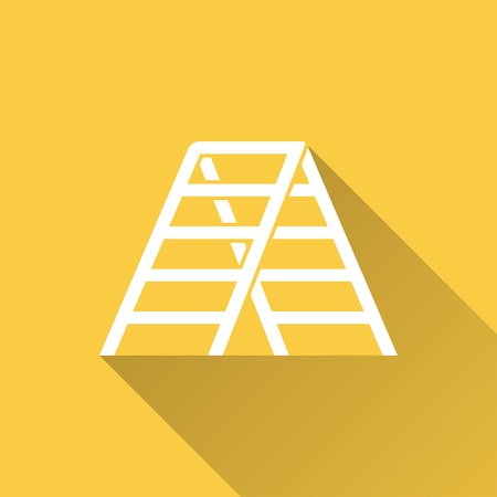 Ladder vector icon with long shadow. White illustration isolated on ...
