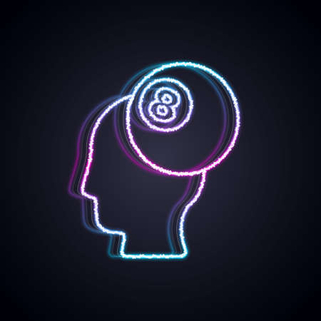 Glowing neon line Billiard pool snooker ball with number 8 icon ...