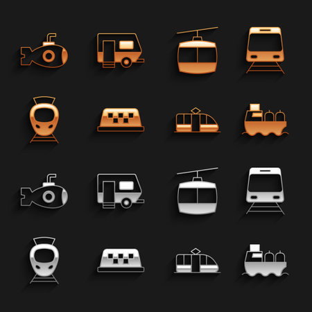 Set Taxi car roof, Train and railway, Oil tanker ship, Tram, Cable ...