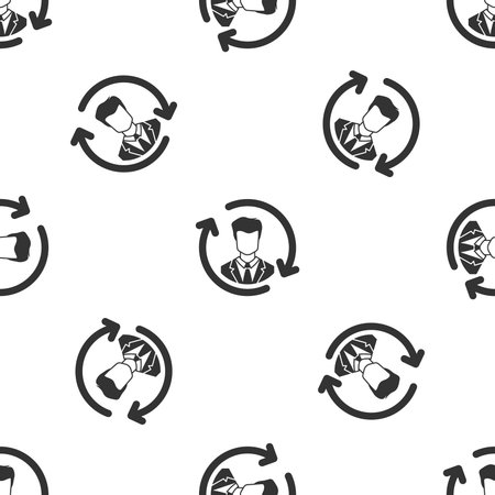 Grey Human resources icon isolated seamless pattern on white background ...