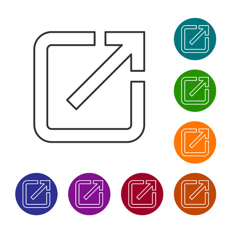 Grey Open in new window line icon isolated on white background. Open another tab button sign ...