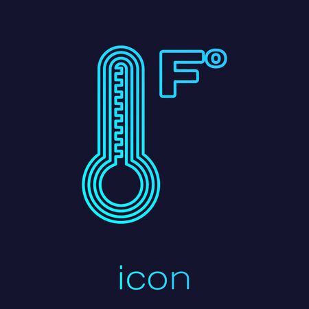 Turquoise line Meteorology thermometer measuring heat and cold icon ...