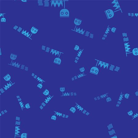 Blue Treasure and riches icon isolated seamless pattern on blue ...