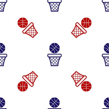 Blue and red Basketball ball and basket icon isolated seamless pattern ...