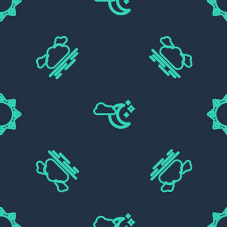 Set line Cloud with moon and stars, and Sun on seamless pattern. Vector ...