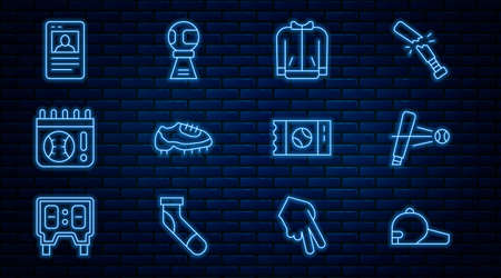 Set line Baseball cap, bat with, t-shirt, boot, Calendar baseball game ...