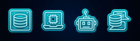 Set line Server, Data, Processor CPU, Artificial intelligence robot and ...