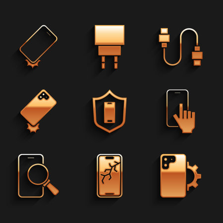 Set Mobile with shield, broken screen, Phone repair service, Shockproof ...