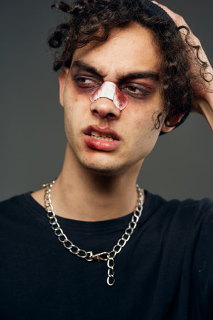 boxer training broken face the dark background fighterの素材 ...