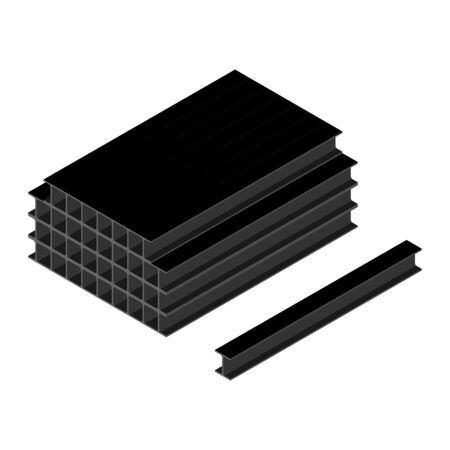 Photo of Stack of black steel beams - ID:1-131932550 - Royalty Free ...