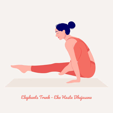 Elephants Trunk - Eka Hasta Bhujasana. Yoga pose. Young woman ...
