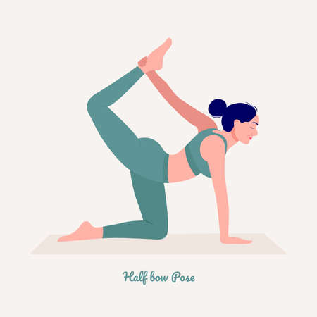 Half bow Yoga pose. Young woman practicing yoga exercise. Woman workout ...