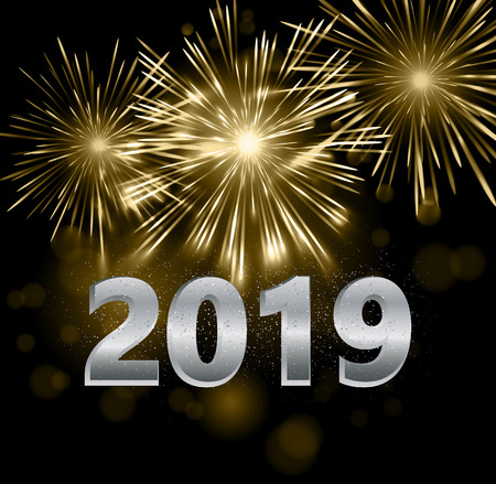 Happy New 2019 Year. Holiday vector illustration with festive ...