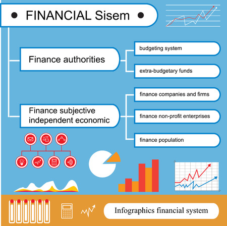 Infographics. The concept of financial systems in a flat style ...