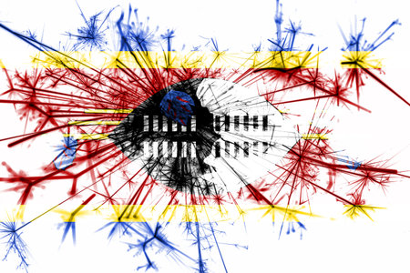 Swaziland fireworks sparkling flag. New Year 2019 and Christmas party ...