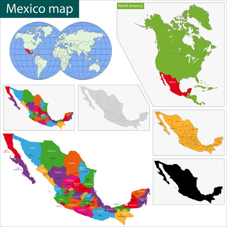 Vector of Colorful Mexico map with state - ID:1-24378417 - Royalty Free ...