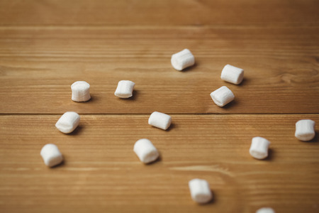 Sweet marshmallow on wooden table during christmas time - Stock Image ...