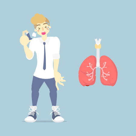 Vector of man with bronchodilator(asthma - ID:1-157936334 - Royalty ...