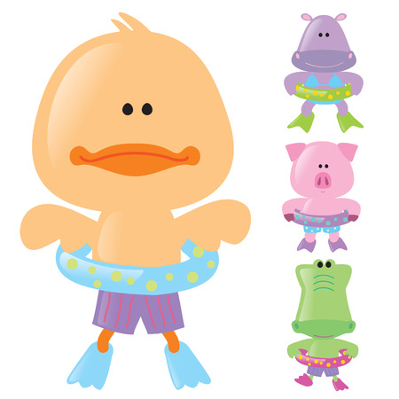 animals with inner tubes: Royalty-free vector graphics