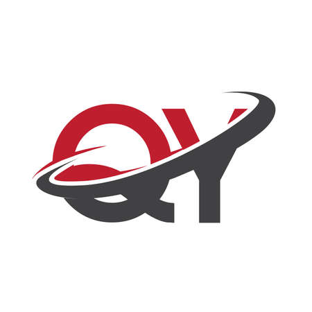 QY initial logo company name colored red and black swoosh design ...