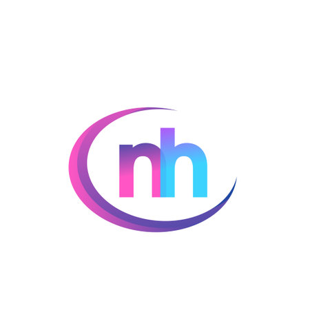 initial letter NH logotype company name, colorful and swoosh design ...