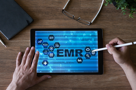 Electronic medical (Health) record information system on device screen ...