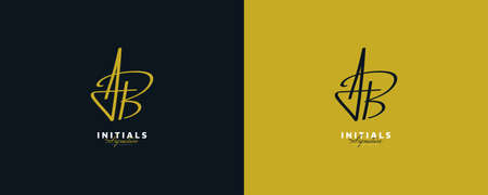 Elegant and Minimal Initial A and B Logo Design with Handwriting Style ...