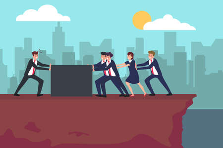Teamwork vector concept: Success business team work together to save ...