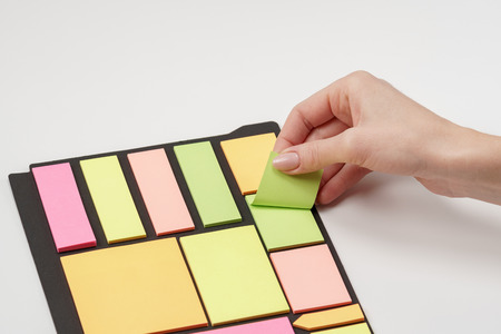 Blank note paper set of different colours forms and sizes. Sticky notes ...
