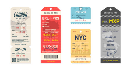 Baggage tags and travel tags. Luggage tags and labels for airport ...