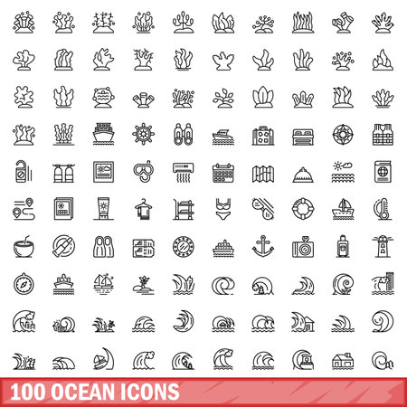100 ocean icons set. Outline illustration of 100 finance icons vector ...